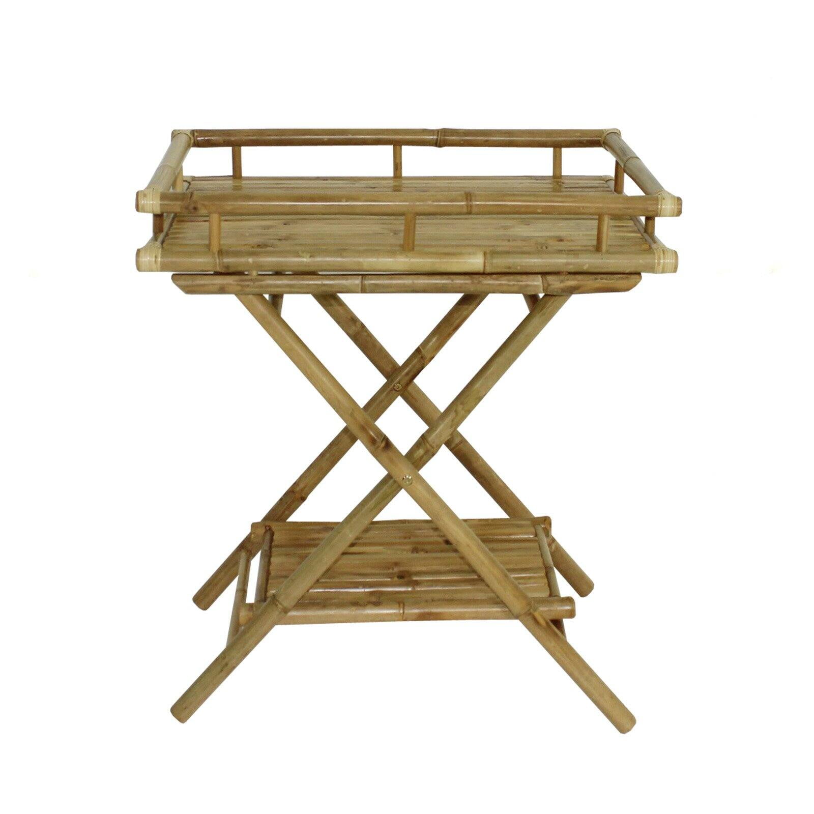 Statra Bamboo Outdoor Butler Table With Removable Serving Tray ...