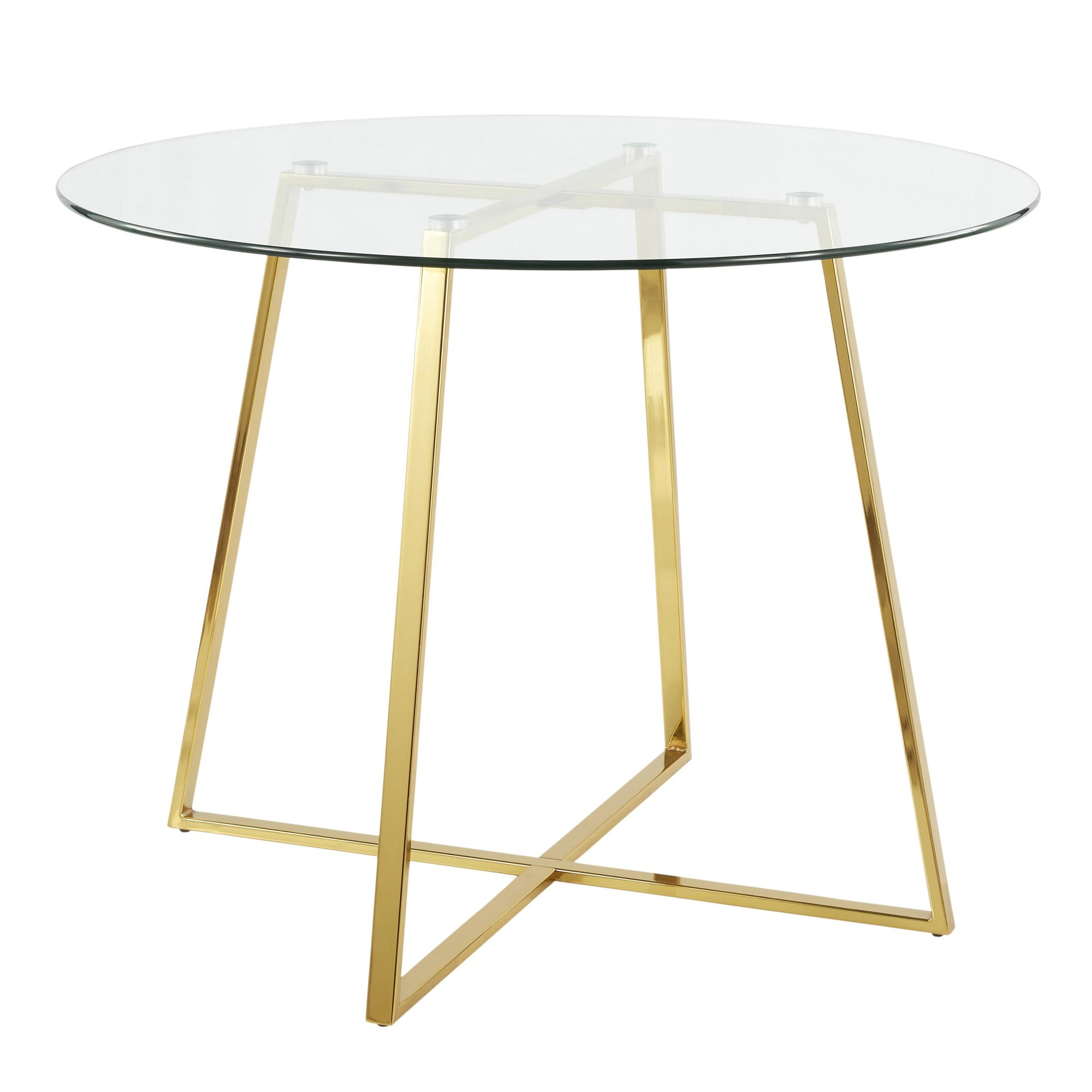 Cosmo Contemporary/Glam Dining Table in Gold Metal and Clear Tempered ...