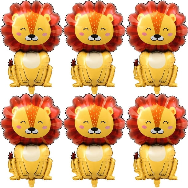Lion Balloons 6 Pcs Foil Helium Lion Shaped Animal Party Balloons ...