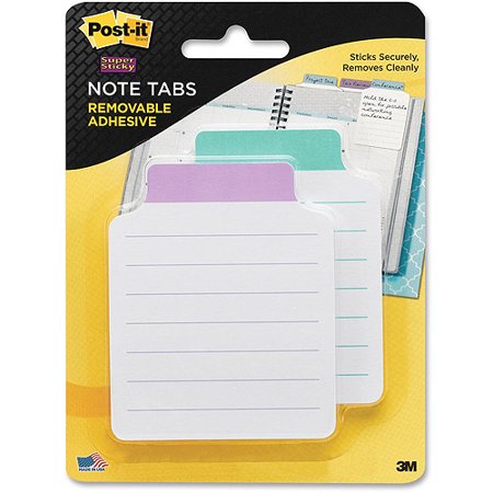 3M 2200PT Super Sticky Removable Note Tabs, 3 3/8 x 2 3/4, 2 pads of 25 ...
