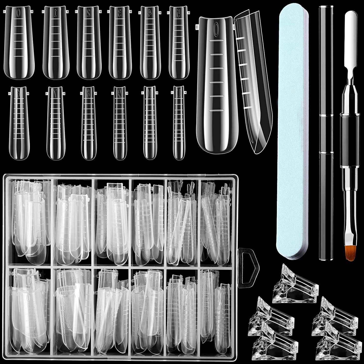 Dual Nail Forms Set, 120 Pcs Clear Nail Extension Forms Coffin Nail Gel ...