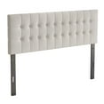 Castle Place Upholstered Button Tufted Linen Headboard, Warm Grey ...