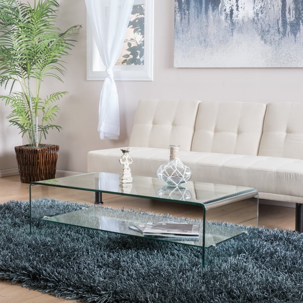 Noble House Roman Glass Coffee Table with Shelf - Walmart.com