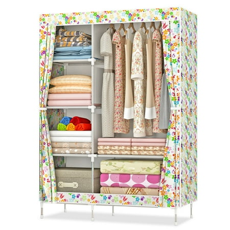 Wardrobe Storage Closet, Portable Clothes Standing Shelves Organizer ...