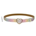 Rainbow Color Belts for Teens Girls Adjustable Heart Buckle Belt for ...