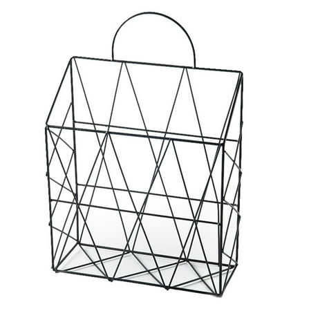 Wall Mounted Rack Metal Wire Magazine Newspaper Letter Storage Basket ...