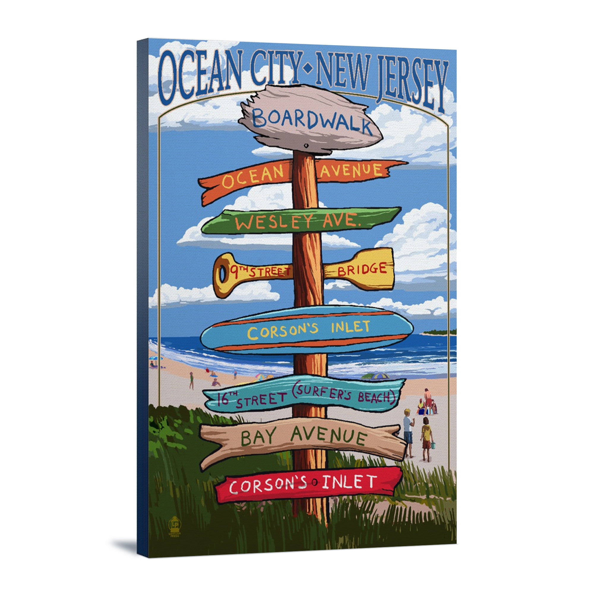 Ocean City, New Jersey, Destination Signpost (#2), (12x18 Wrapped ...