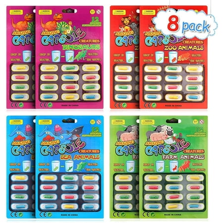 8 Packs Magic Grow Capsules Growing in Water Animals Toys Dinosaur Sea ...