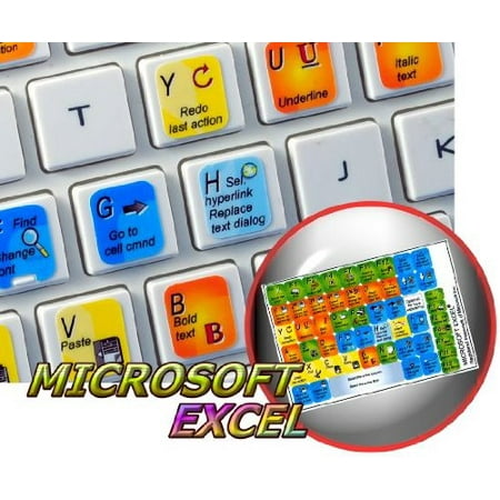 EXCEL KEYBOARD DECALS SHORTCUTS ARE COMPATIBLE WITH MICROSOFT | Walmart ...