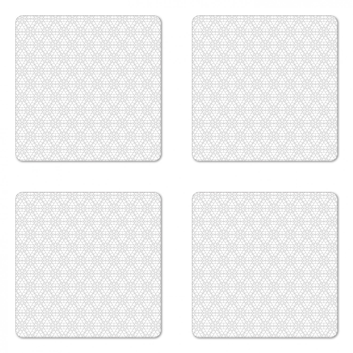 Geometric Coaster Set Of 4 Continuous Pattern With Abstract Concave Shapes And Triangles Print