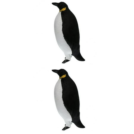 Set of 2 Artificial Feathered Fake Penguin Realistic Animal Statues ...