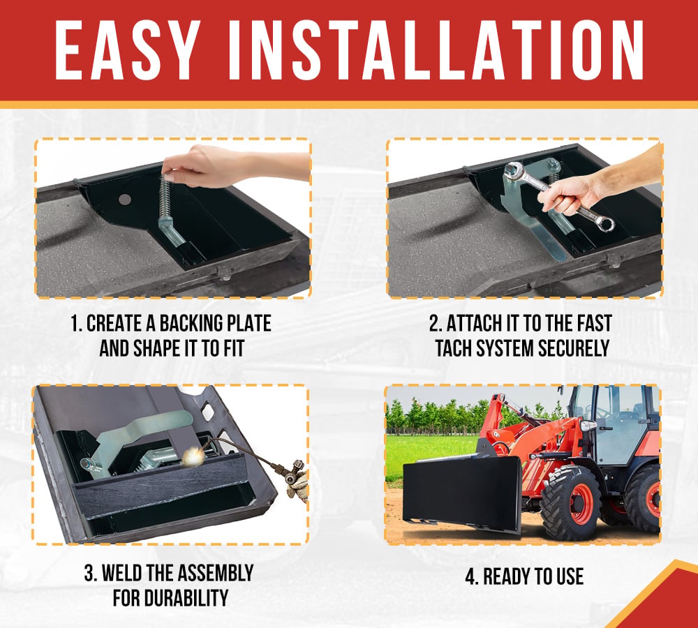 Universal Skid Steer Quick Tach Attach Adapter Bobtach Latch Box Weld ...
