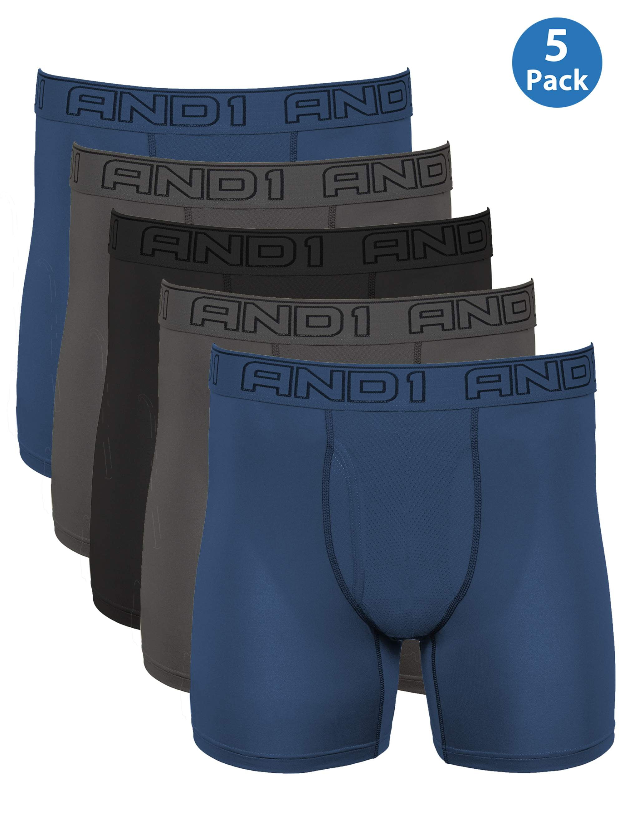 AND1 Men's Long Leg Performance Boxer Brief, 5 Pack - Walmart.com