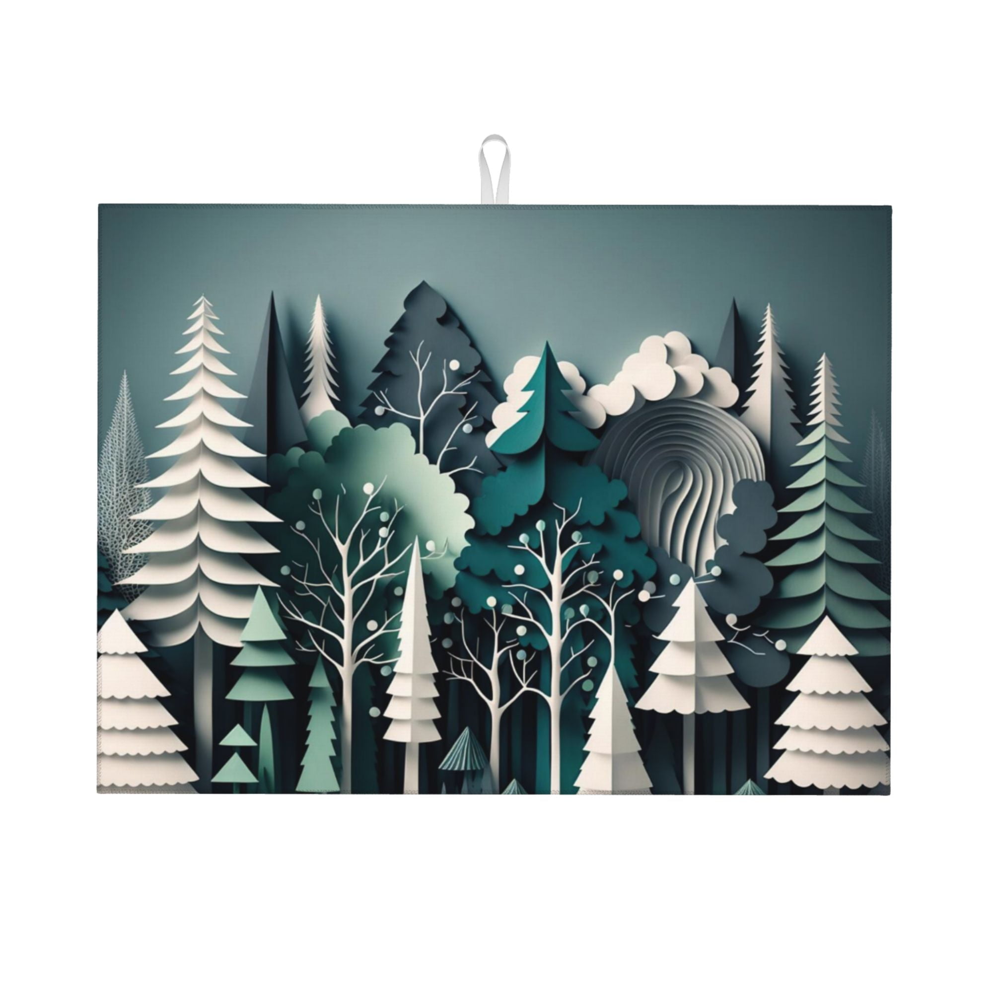 XMXY Dish Drying Mat for Kitchen Counter, Forest Papercraft Absorbent ...