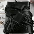 Willstar Satin Silk Duvet Cover Sets with Pillowcase 3PCS Black Bedding ...