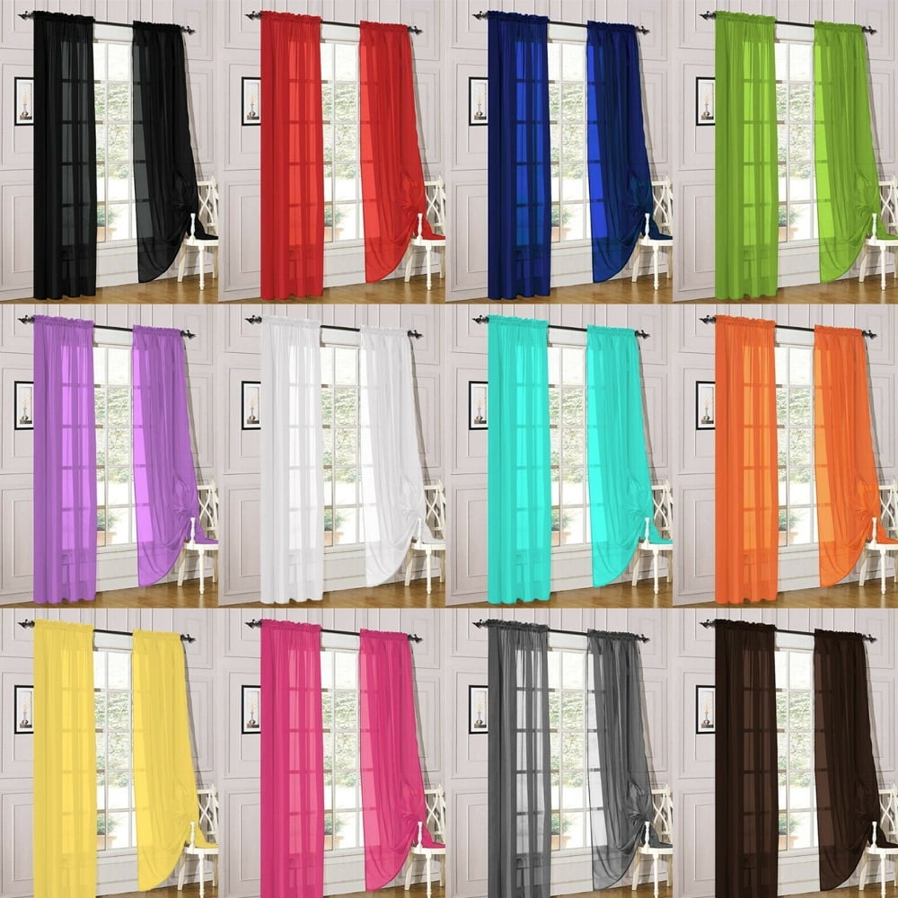 Window Sheer Curtains 2 Panels Voile Light Filtering Sheer Curtain ...