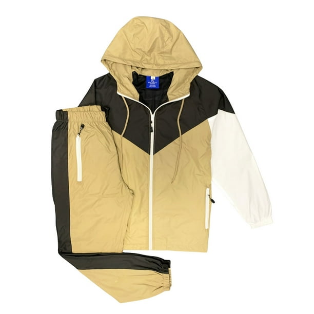 Men's 2-Piece Windbreaker Colorblock Tracksuit Meshed Lined Nylon Water ...