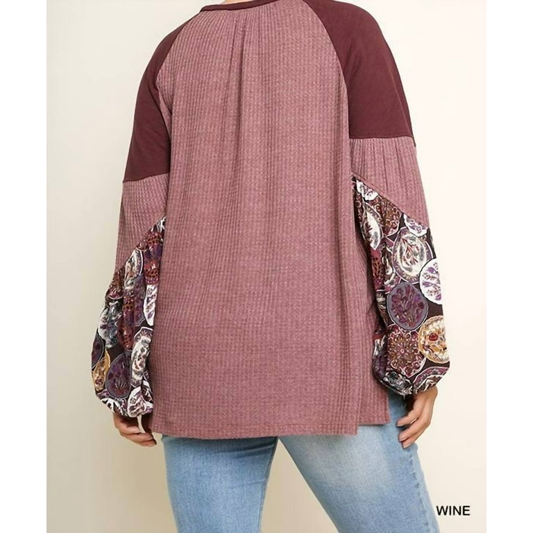 umgee Waffle Knit Long Sleeve Floral Print Top - Walmart.com umgee Waffle Knit Long Sleeve Floral Print Top - Walmart.com