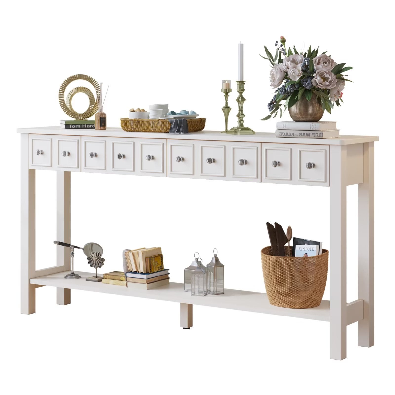 59.8-Inch Console Table for Entryway, Long Side Table with 4 Different ...