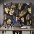 8x6ft Photo Backdrop, Black Golden Palm Leaf Soft Polyester Backdrop ...