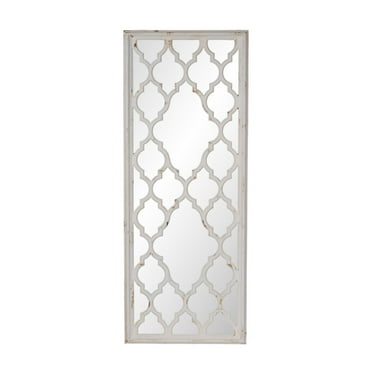 household essentials large framed decorative scroll wall mirror, white ...