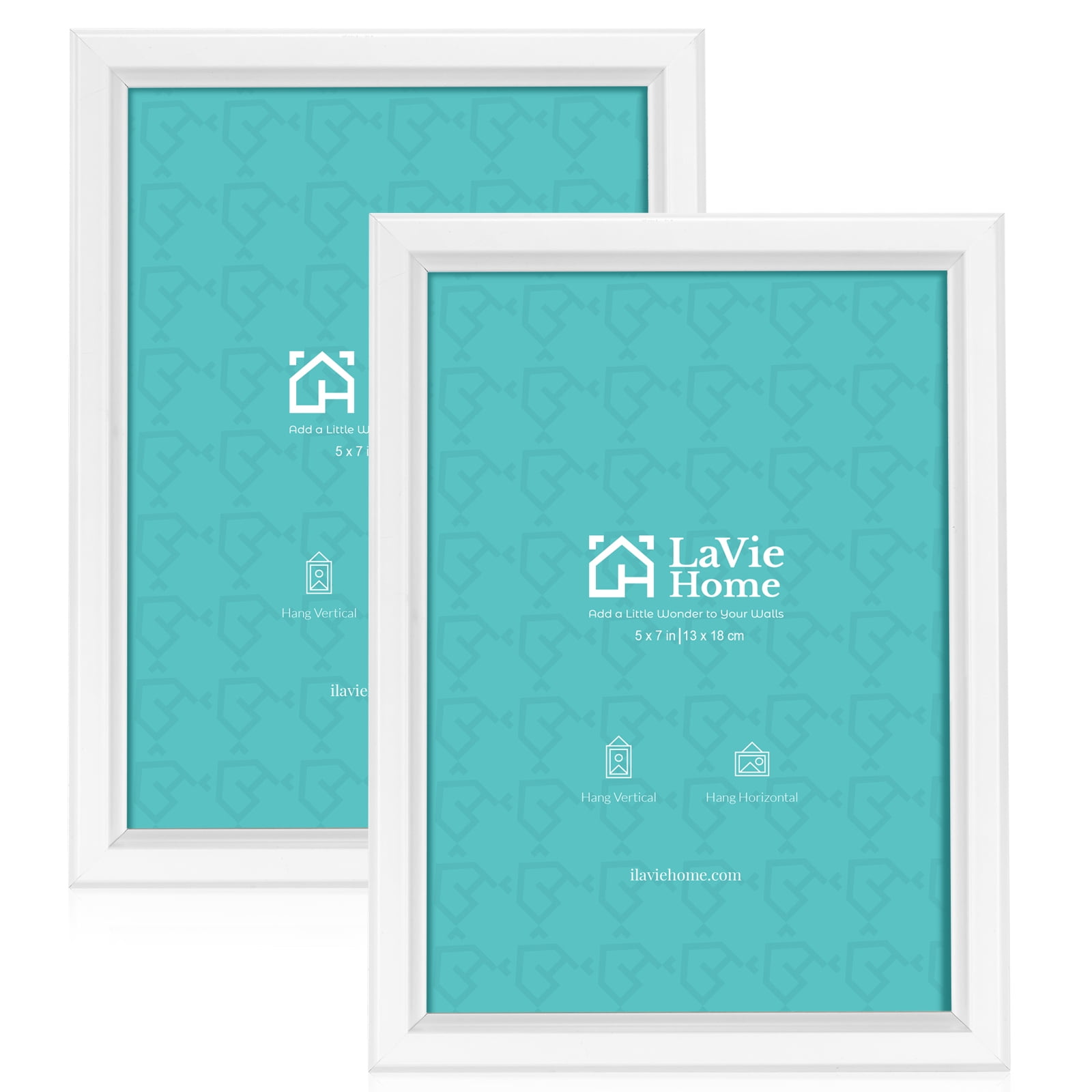 LaVie Home 5x7 Picture Frames (2 Pack, White) Simple Designed High ...