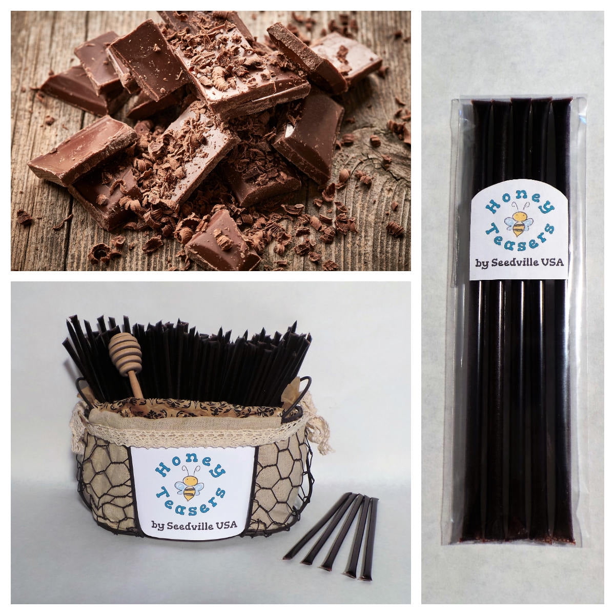 5 Pack CHOCOLATE HONEY TEASERS Natural Honey Snack Sticks Honeystix ...