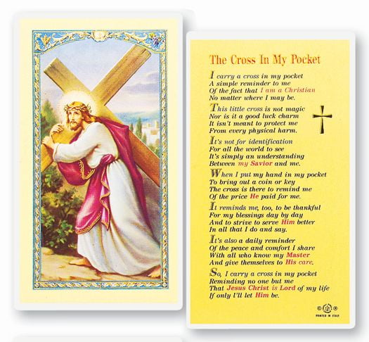 The Cross in my Pocket Laminated Catholic Prayer Holy Card with Prayer ...