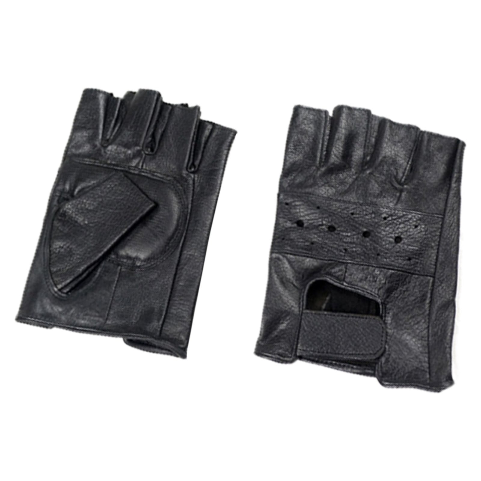 Click here for Deirwa Fingerless Faux Leather Gloves  Black Biker... prices