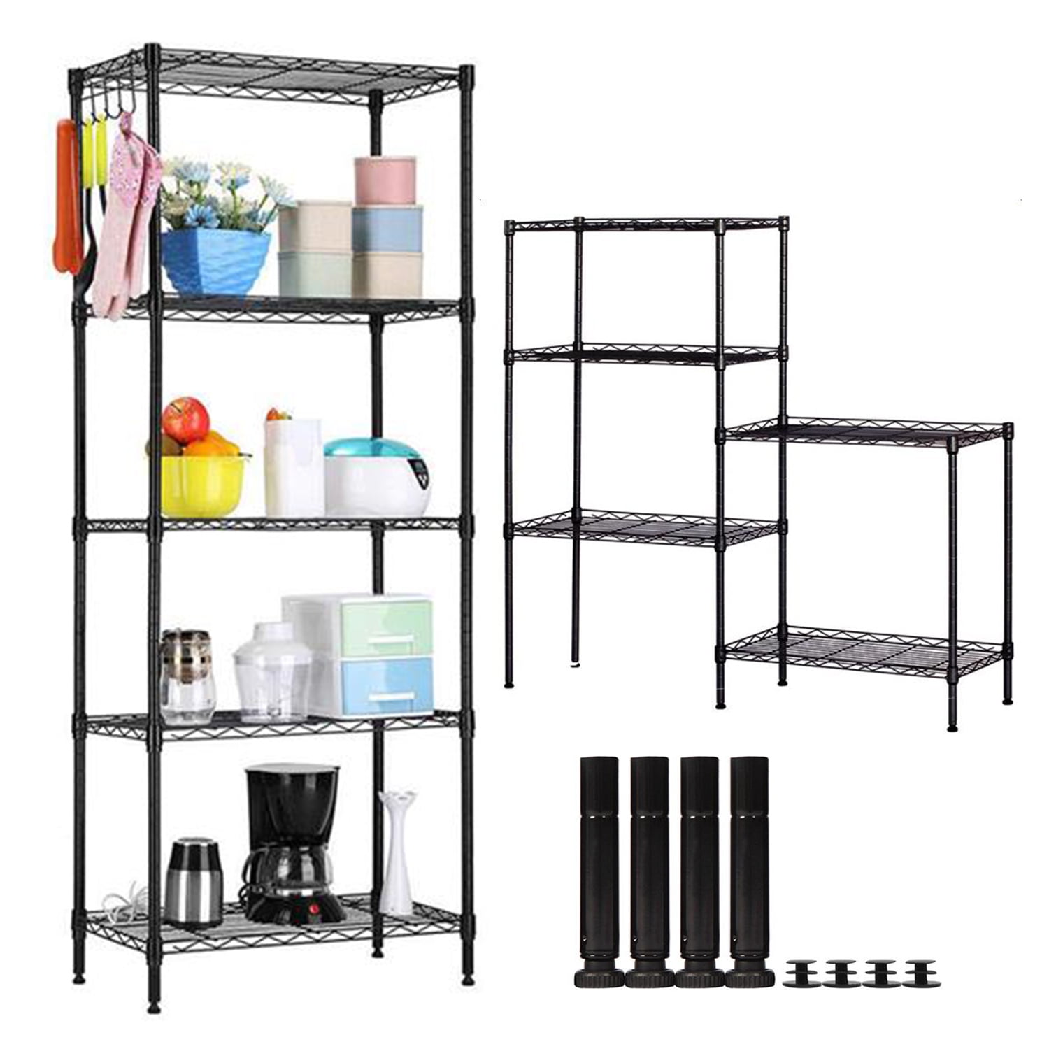 Kepeak 5-Shelf Adjustable, Heavy Duty Storage Organizer Shelving Unit ...