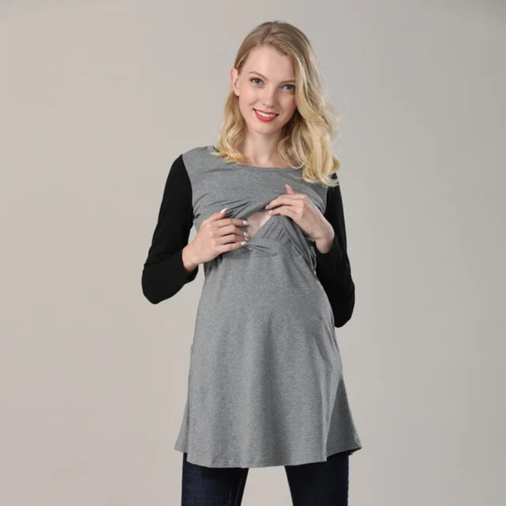 LNGOOR Spring Autumn Nursing Top Breastfeeding Tops Cotton Long ...