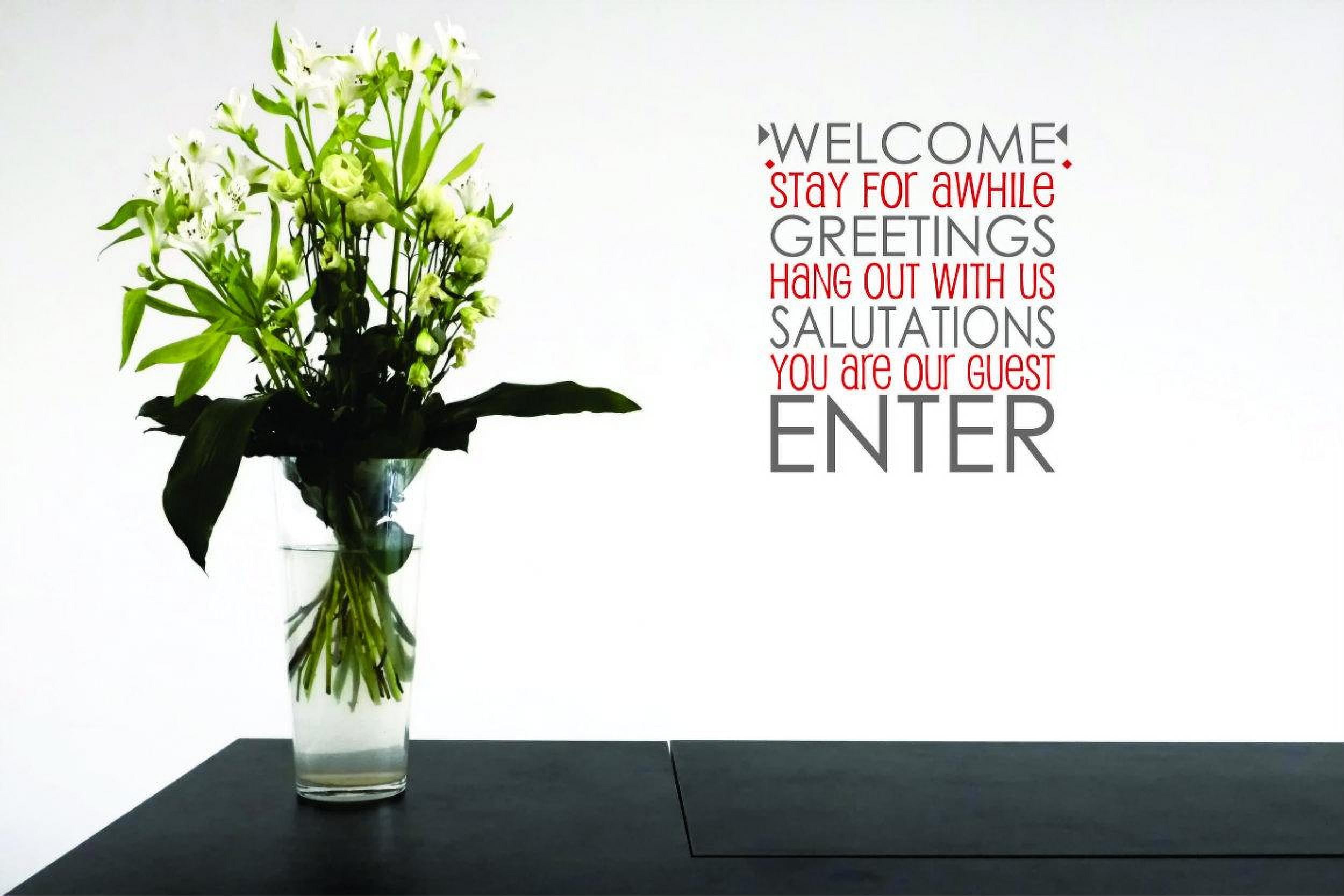 Design With Vinyl Home Wall Decals Welcome Stay For Awhile Motivational ...