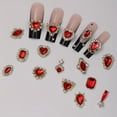 60 Pieces Red and Gold Heart Shape Nail Charms - Luxury Rhinestone Nail ...