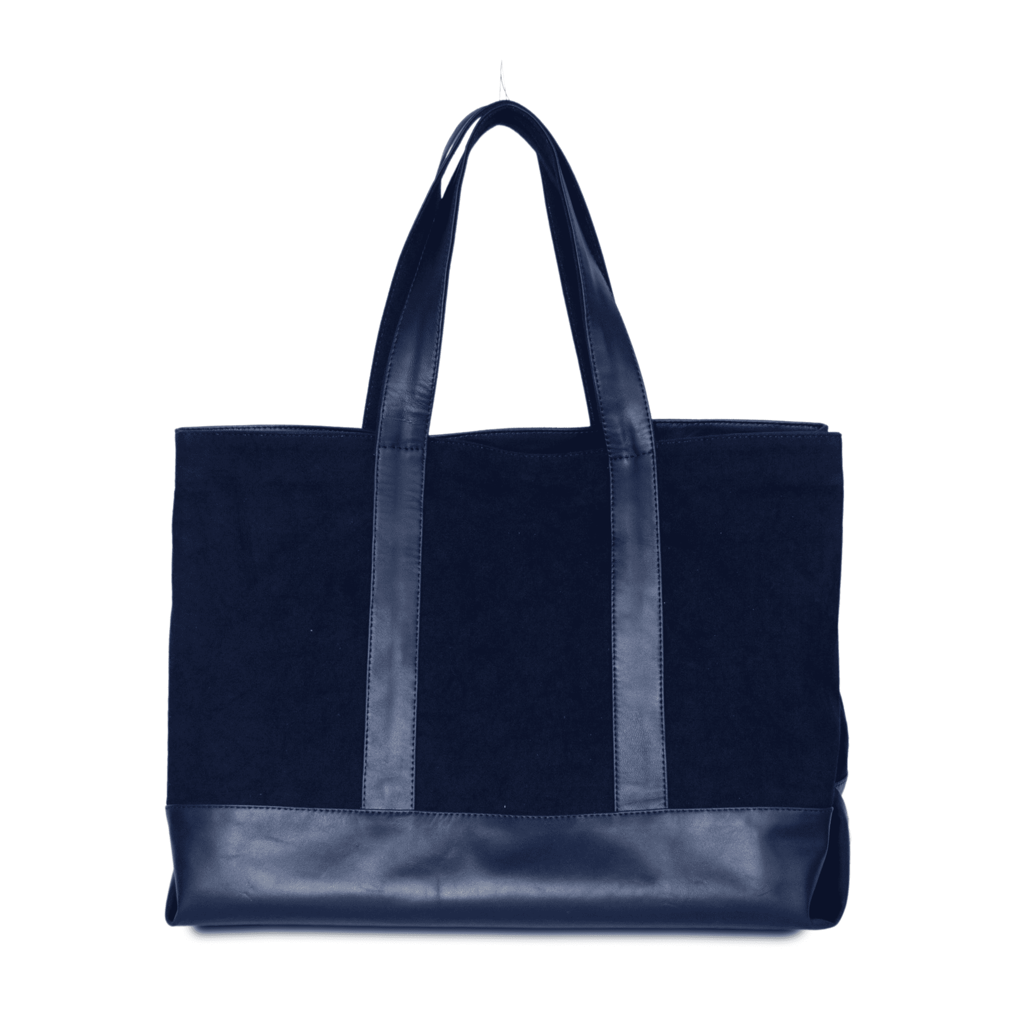 STRUTT Blue Leather & Canvas Extra Large Tote Bag with Long Hand ...