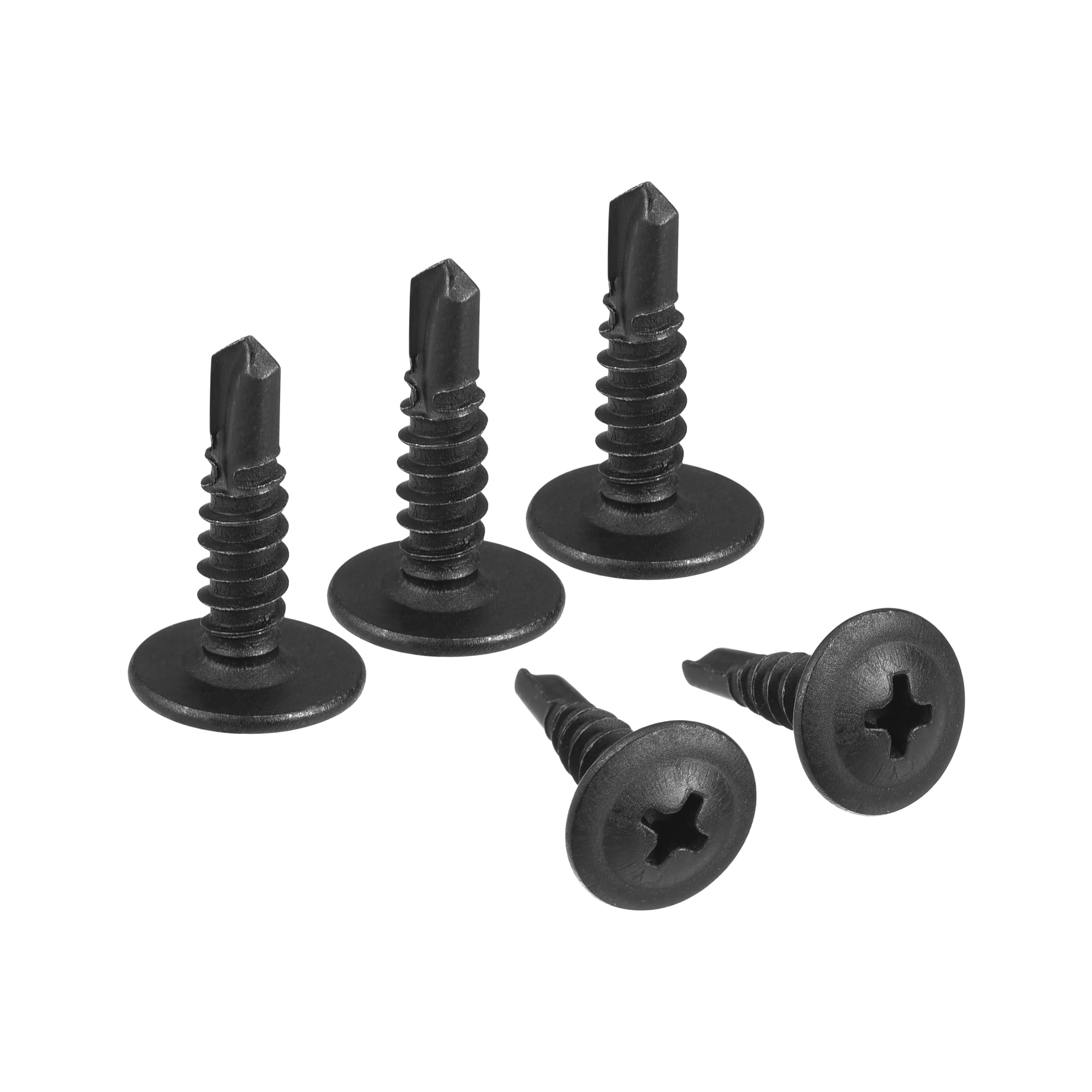 Uxcell #8 x 5/8" Carbon Steel Phillips Head Self Tapping Screws Black ...