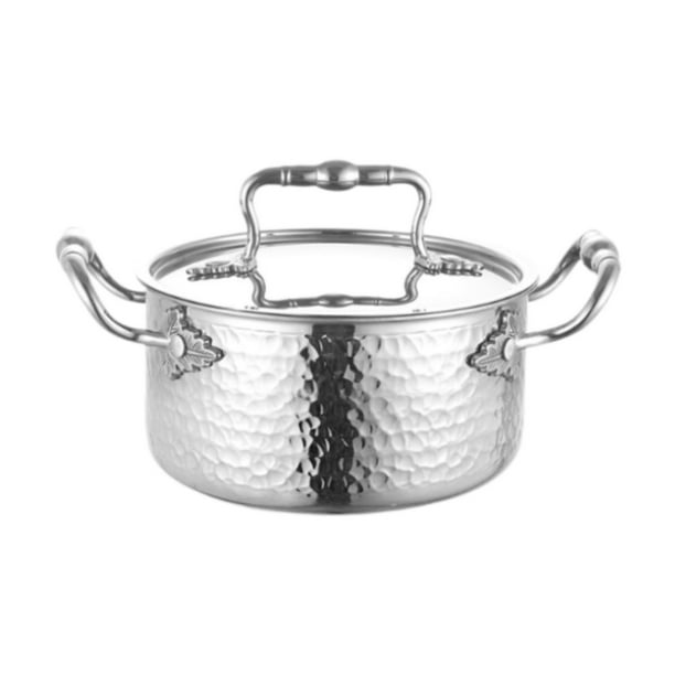 Tnarru Hammer Pattern Hot Pot,Stainless Steel with Lid Sturdy Ramen Pot ...