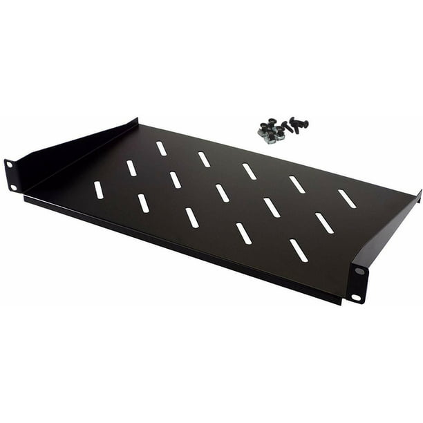 CNAweb 1U Rack Shelf - 10" Deep - Steel - Vented Rack Shelf - Rack ...