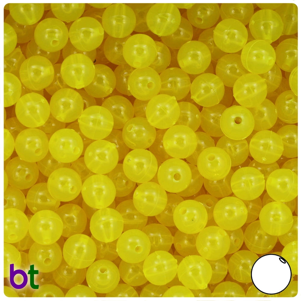 BeadTin Lure Yellow Transparent 8mm Round Craft Beads (300pcs ...
