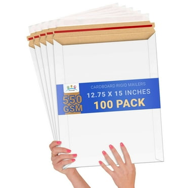 HGP 6 1/2 x 4 1/2, 1500 pack, White Keep Flat Cardboard Mailer Rigid ...