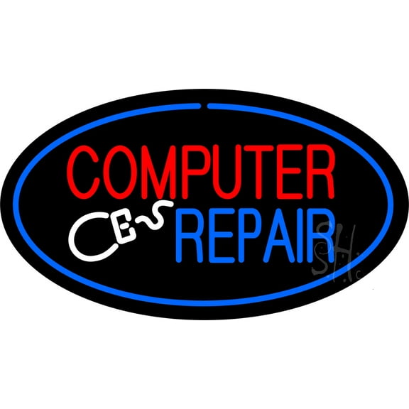 Double Stroke Computer Sales Repair Upgrades 2 LED Neon Sign 13 x 24 ...