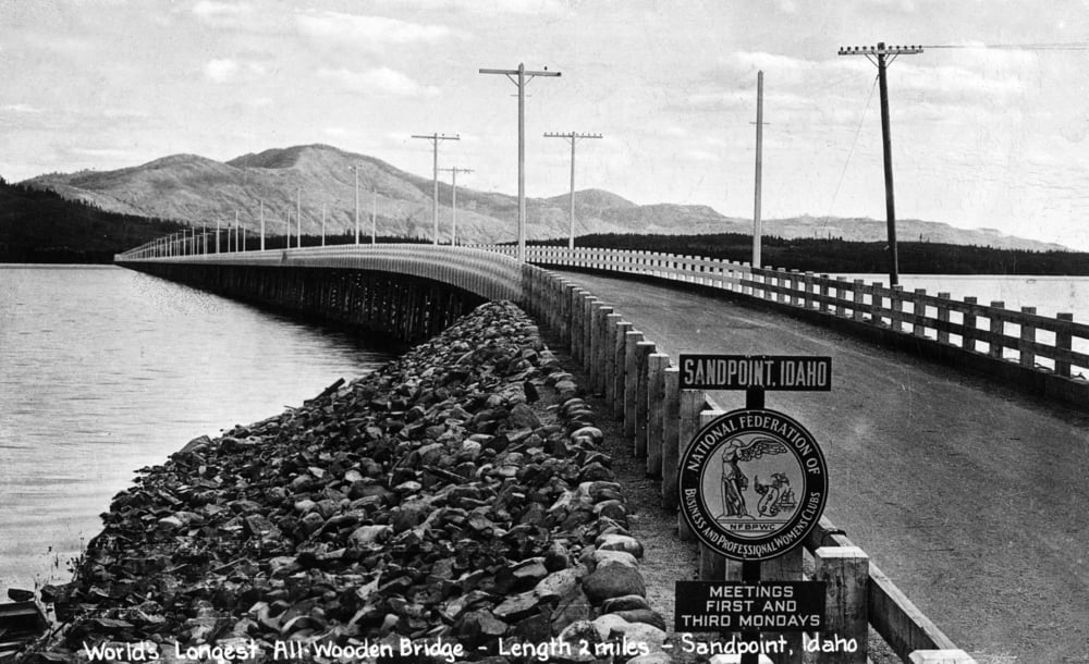 Sandpoint, Idaho, World's Longest All-Wooden Bridge, Vintage Photograph ...