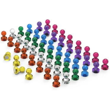 Officemate Push Pin Style Magnets, 10/Pack, Assorted Translucent Colors ...