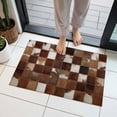 Abstract Plaid Door Mat 18x30 Inch Dark Brown Checkerboard Stitching ...