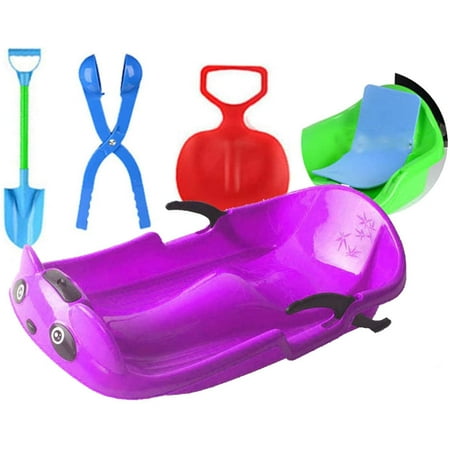 Winter Snow Sled -Robust Plastic Carriage -Heavy Duty Large Adults Kids ...