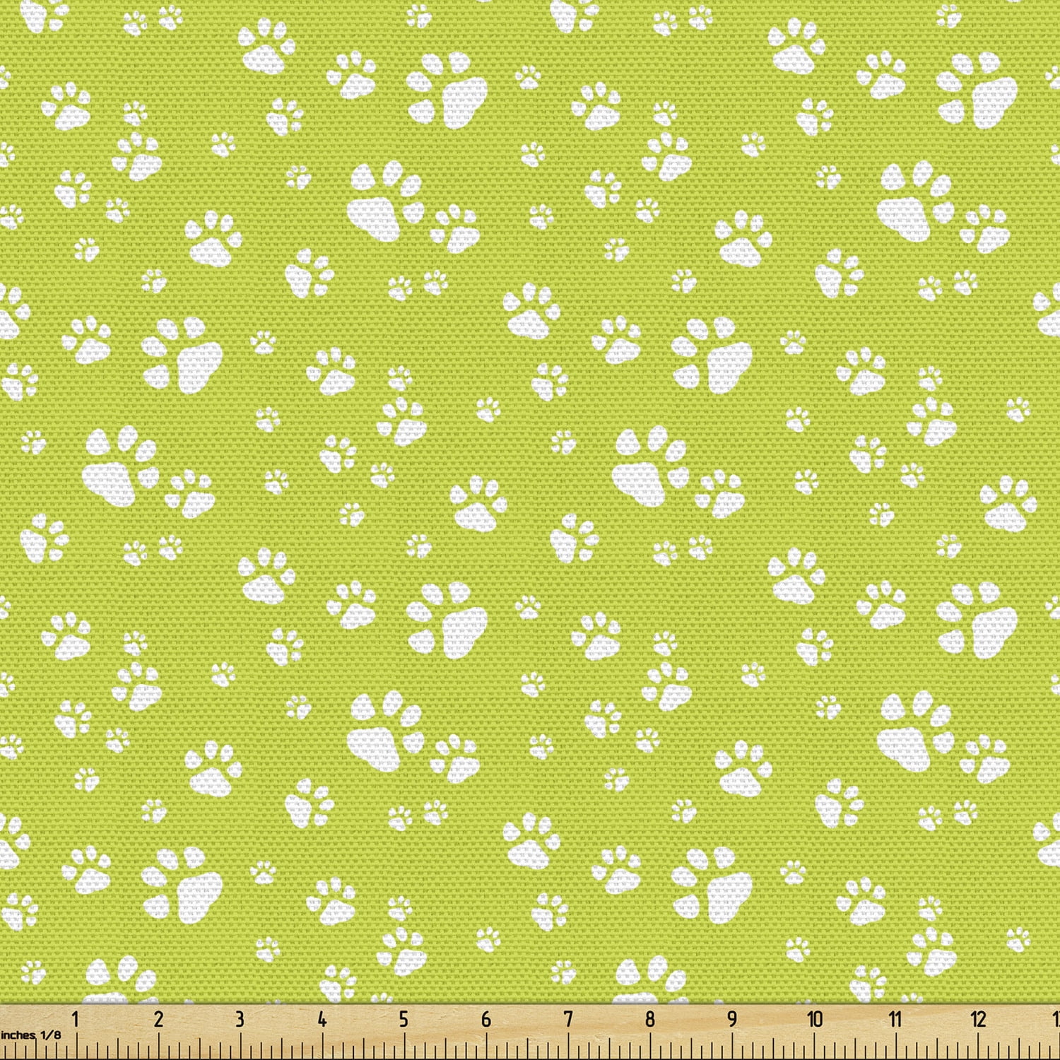 Paw Print Fabric by the Yard, Monochrome Design Animal Footsteps on ...