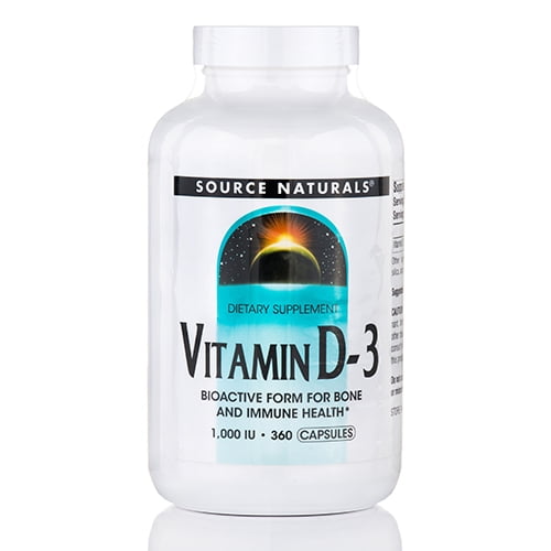 Vitamin D-3 1000 IU - 360 Capsules by Source Naturals - Walmart.com ...
