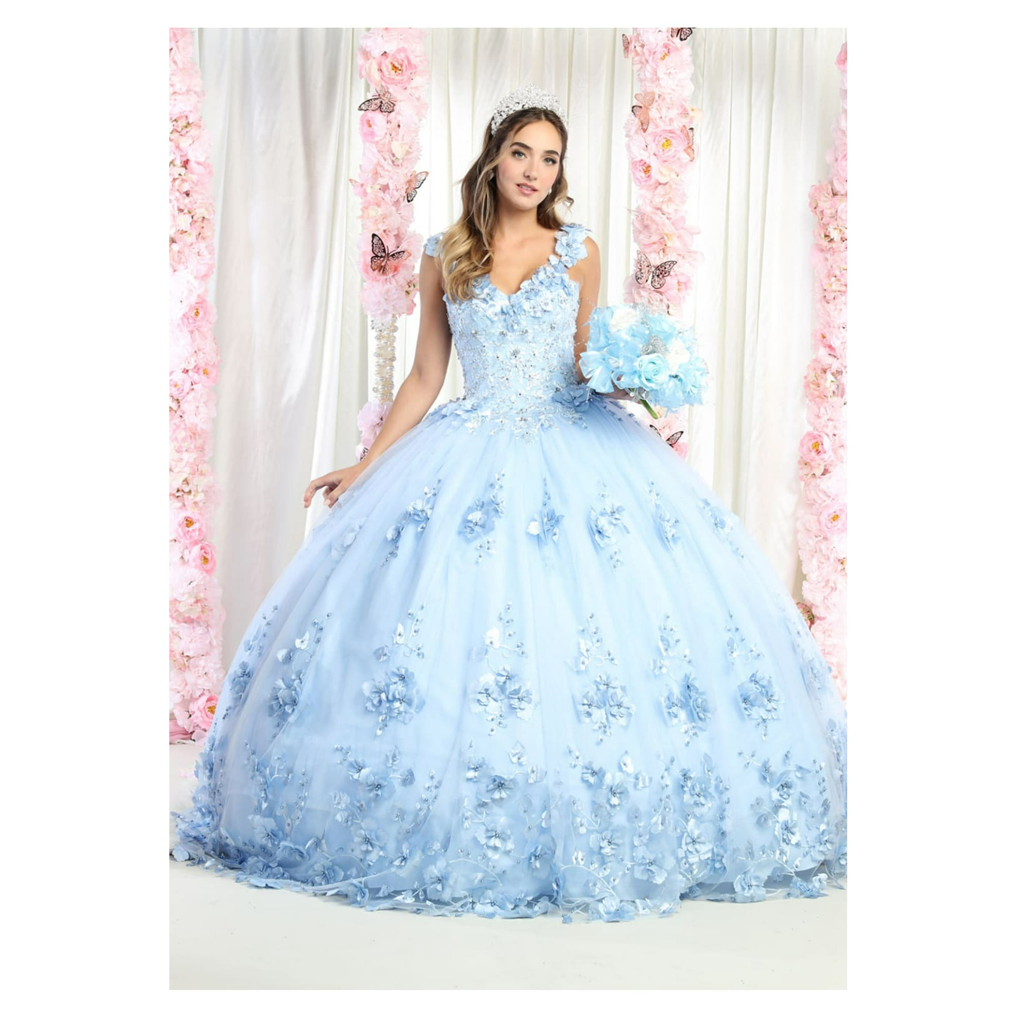 Quinceanera Dresses Baby Blue And White