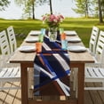 Blue Brown Geometric Burlap Cotton Table Runner 13x36 Inches Short ...