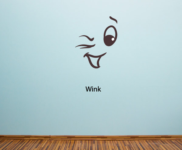 Wink Face Expression Wink Wall Decal - Vinyl Decal - Car Decal ...