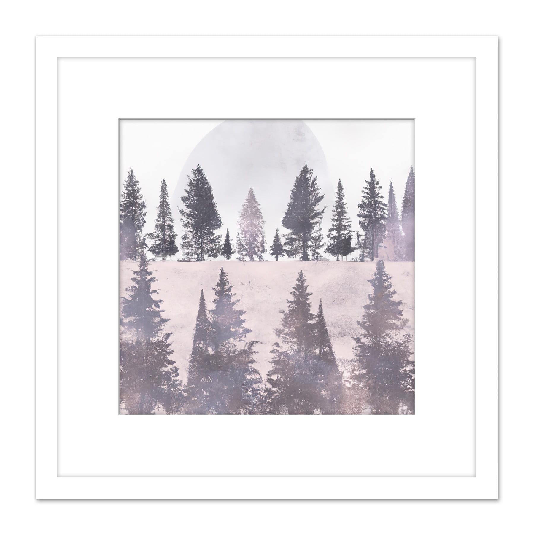 Pine Tree Forest Landscape Soft Pastel Colour Painting Square Wooden ...